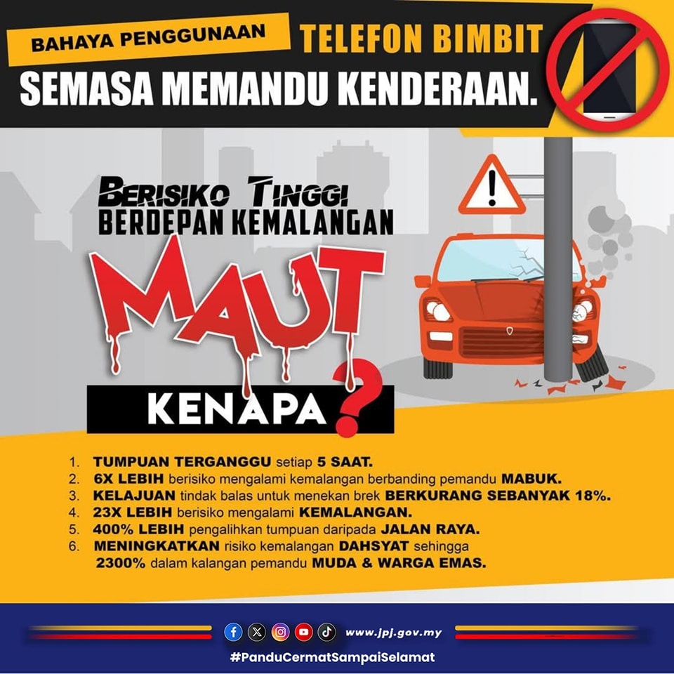 Elakkan Menggunakan Telefon Bimbit Ketika Memandu